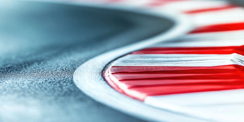 Curved Race Track with Red and White Stripes Stock Photo - Image of ...