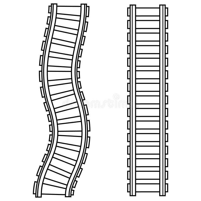 Curved Railway, Rails. Vector Isolated Illustration Stencil Stock ...