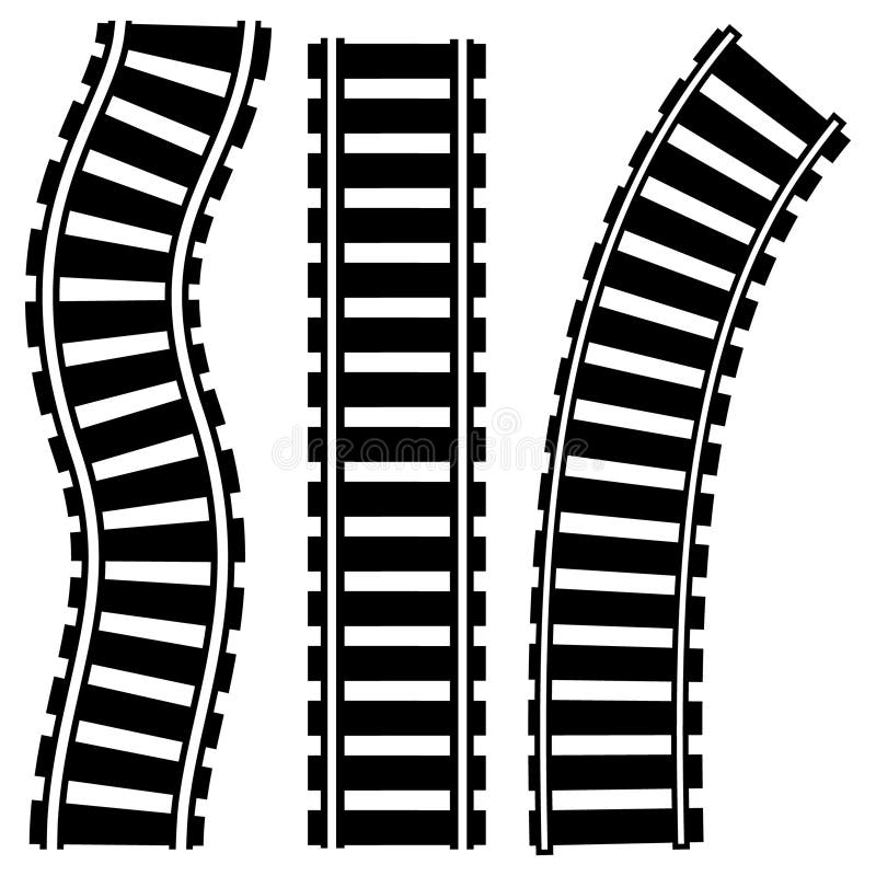 Curved Railway, Rails. Vector Isolated Illustration Stencil Stock ...