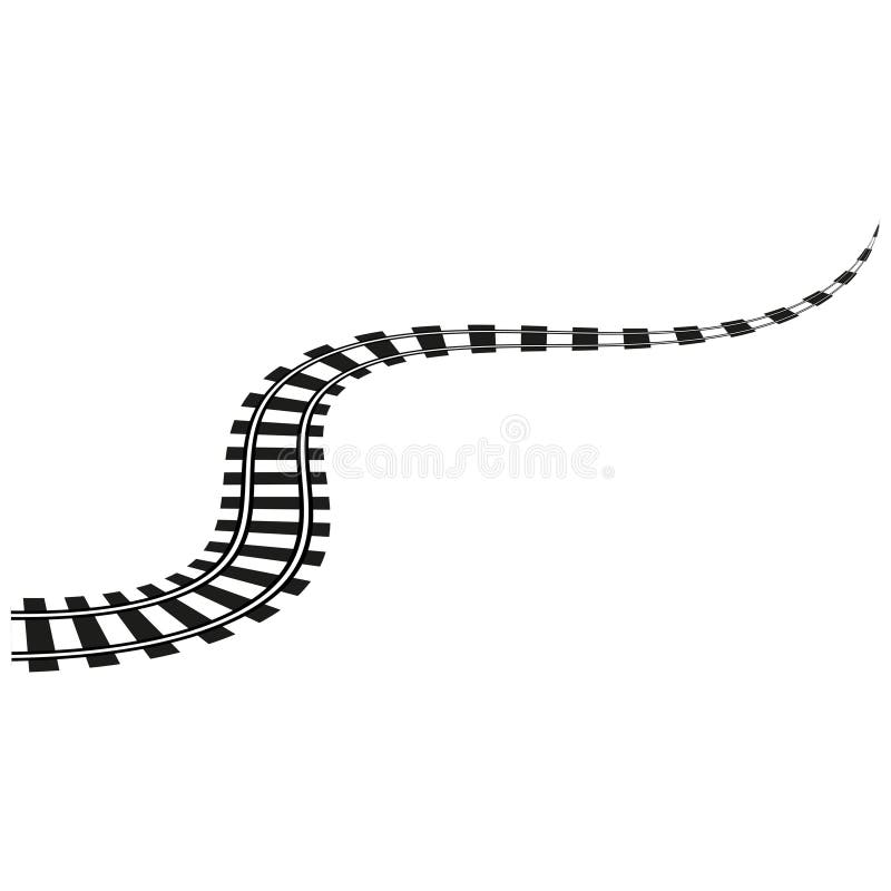 Curved Railway Track. Transport Infrastructure Concept. Perspective ...