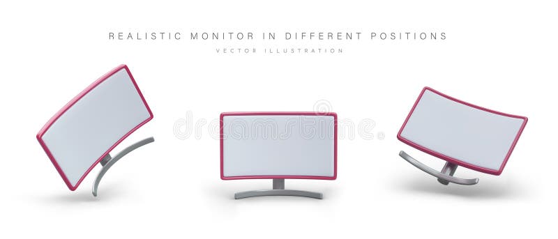 Curved Realistic Thin Monitor in Different Positions. Device for Better ...