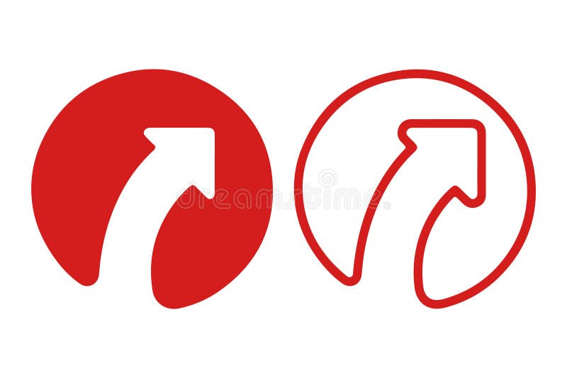 Curved Red Arrow in Circle Icon Stock Illustration - Illustration of ...