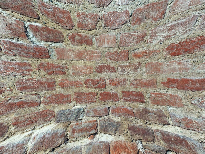 Curved Red Brick Wall Background Stock Photo - Image of architecture ...