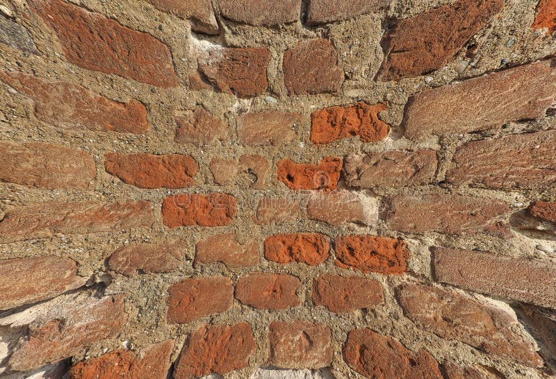 Curved Red Brick Wall Background Stock Image - Image of wall, brickwork ...