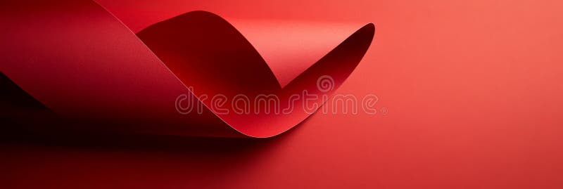 Curved Red Paper on a Smooth Surface Creating a Gentle Wave in Soft ...