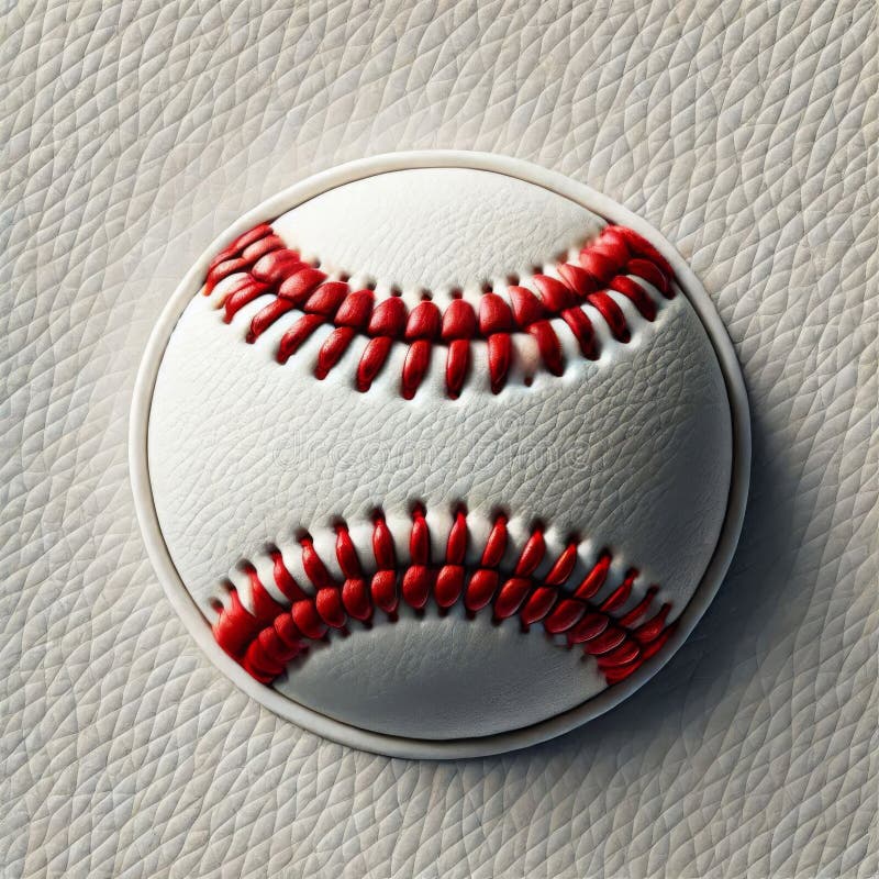Curved Red Stitching on a Baseball with Space for Text on White Leather ...