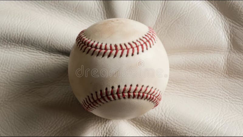 Curved Red Stitching on a Baseball with Space for Text on White Leather ...