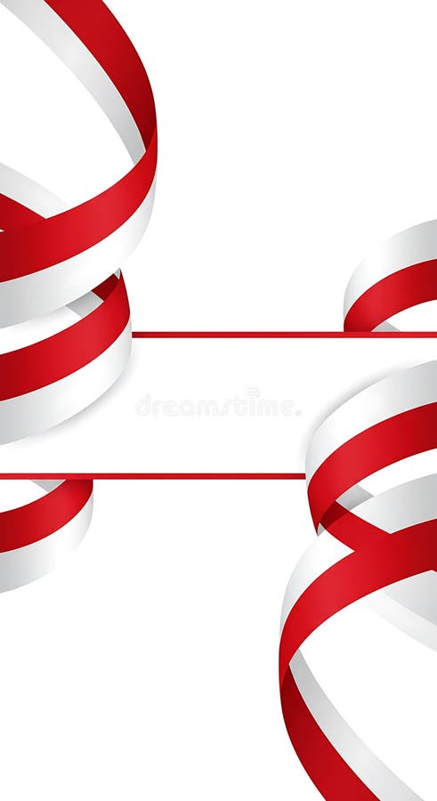 Waving Red and White Ribbons Frame Text Area on White Background Stock ...