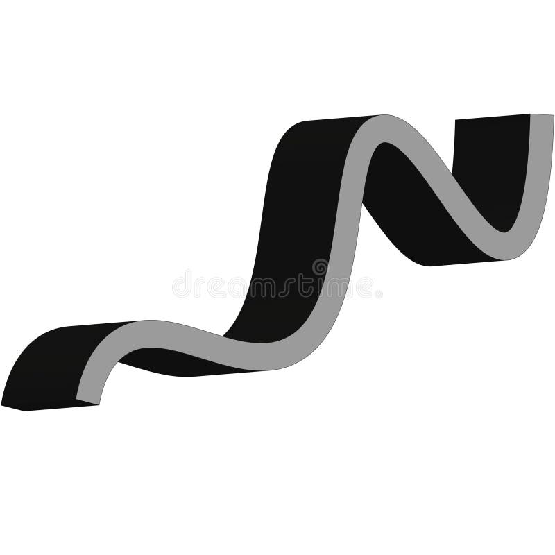 Curved Ribbon Shape. Smooth Black Object. Dimensional Vector Figure ...