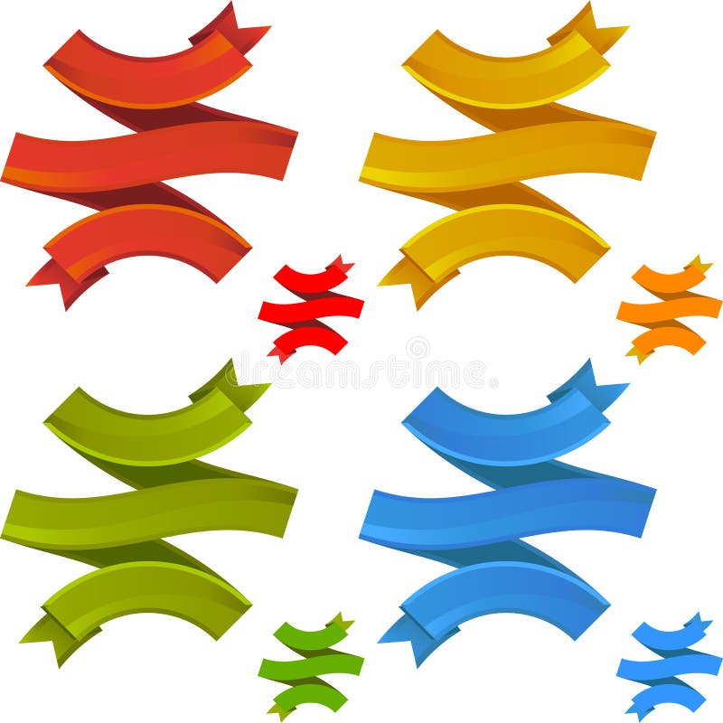 Curved Ribbon in Various Colors and Styles Stock Illustration ...