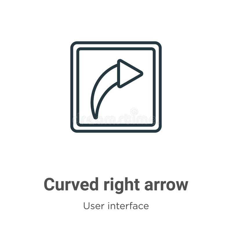 Curved Right Arrow Vector Icon on White Background. Flat Vector Curved ...