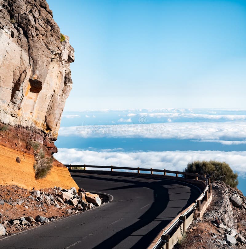 Curved Road Behind the Layers of Rocks Stock Image - Image of asphalt ...