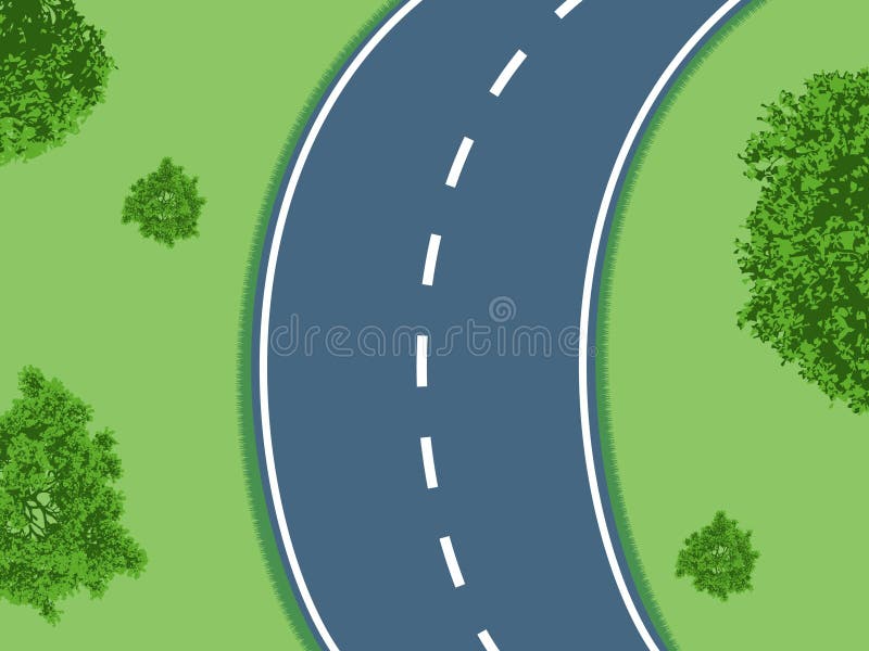 Curved road with bushes stock vector. Illustration of green - 84078226