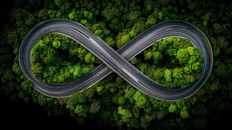 Curved Road Creates an Infinity Symbol Amidst Lush Green Forest ...