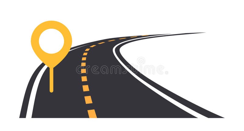Curved Road with Location Marker. Vector Illustration Stock ...