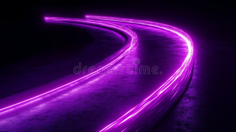 A Curved Road with Neon Purple Hues Forms a Futuristic Pathway Stock ...