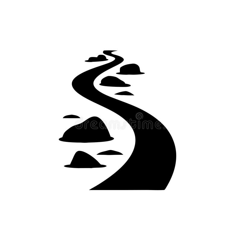 Curved Road and Rocks Vector Illustration for Pathway Journey Concept ...