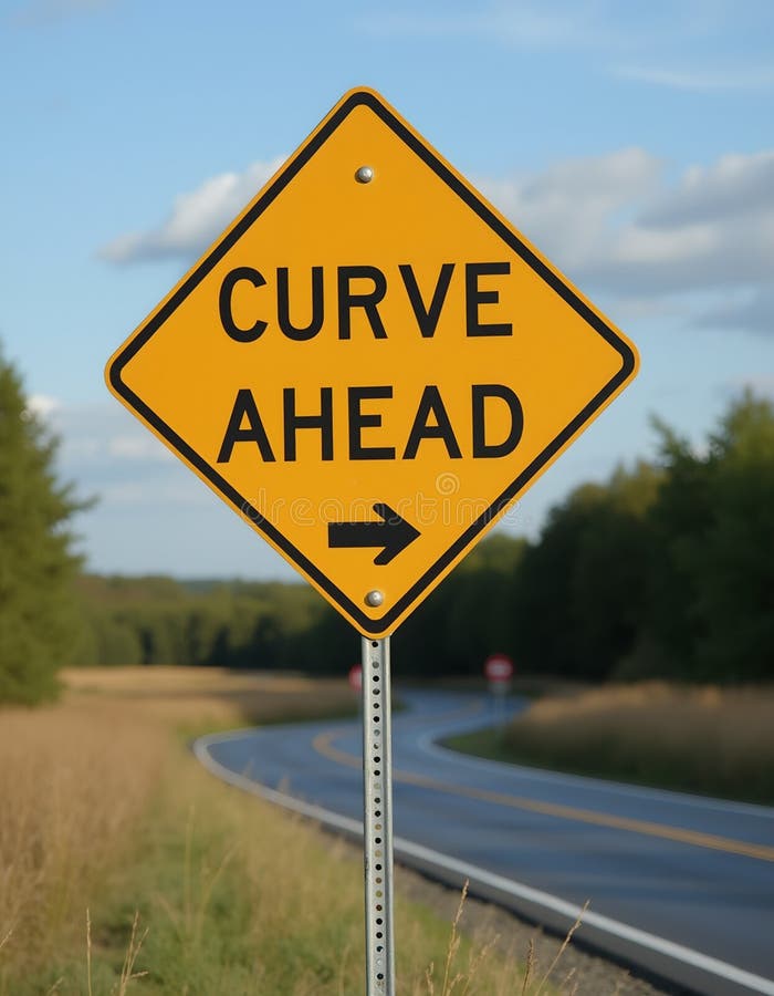 Curved Road Sign with Sharp Turn Ahead Stock Illustration ...