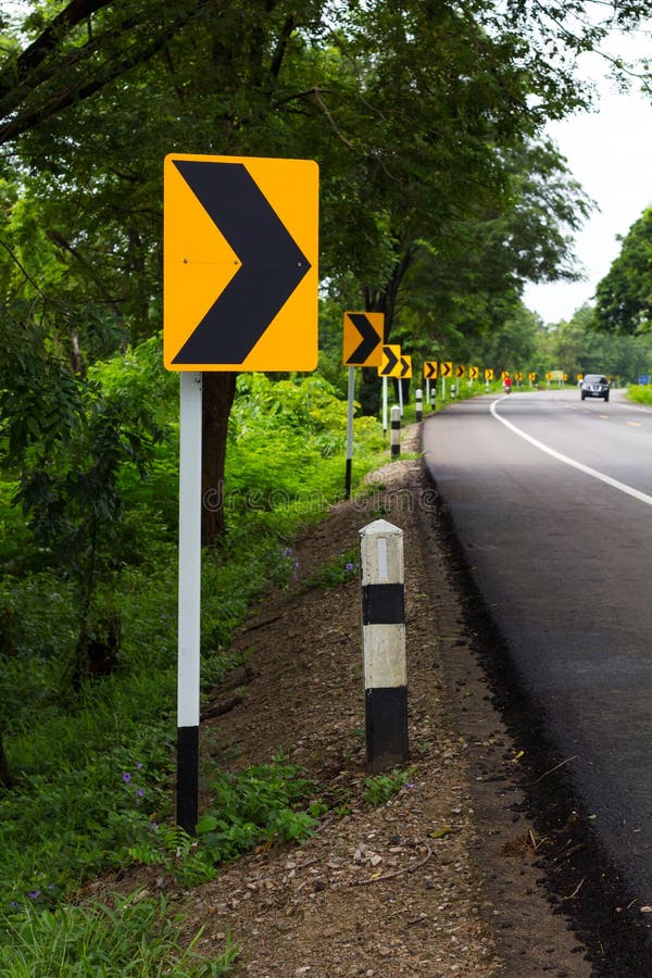 Curved Road Signs with Rural Roads Stock Photo - Image of arrow ...