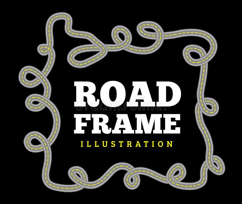 Road frame with small car stock vector. Illustration of journey - 10747699