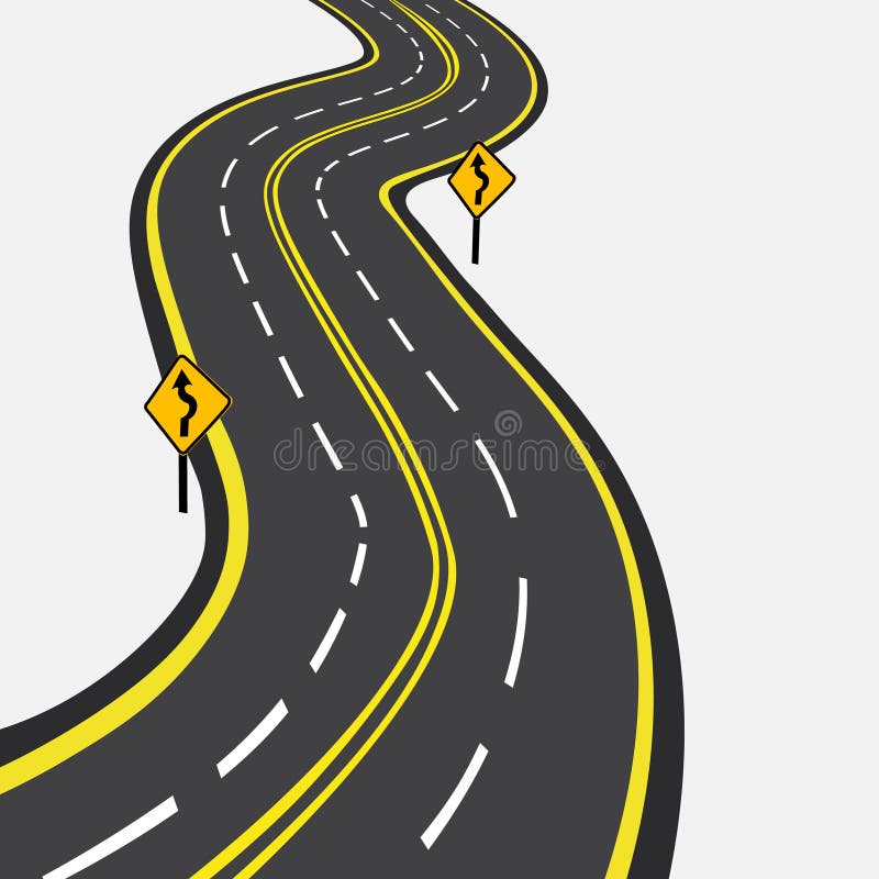 Curved Road with Yellow Markings. Illustration Stock Vector ...