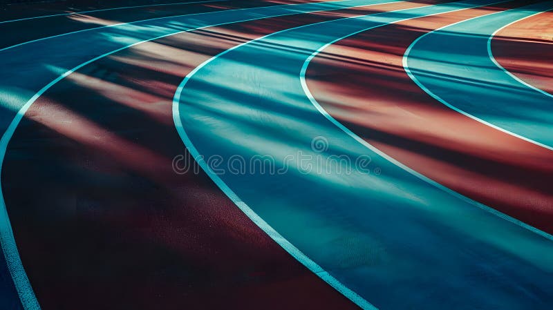 Curved Running Track with Abstract Lighting and Shadows Stock Image ...