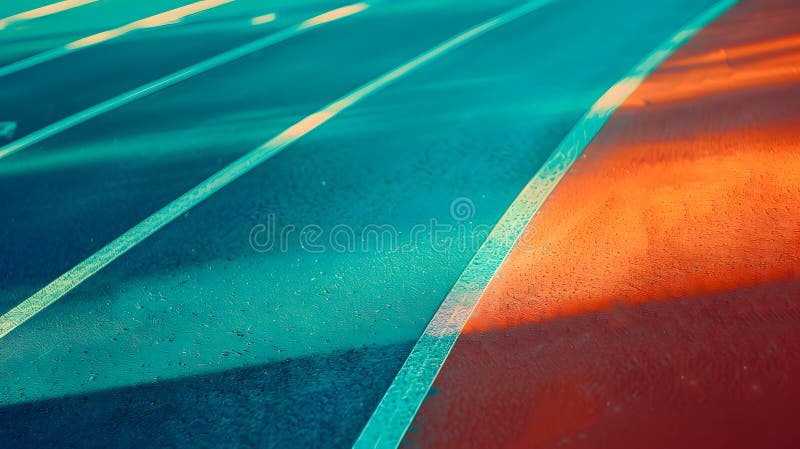 Curved Running Track with Abstract Lighting and Shadows Stock Image ...