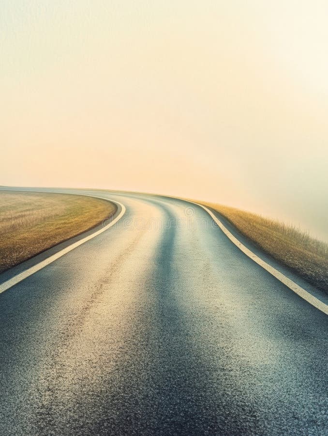 A Curved Running Track Stretches Towards the Horizon, Surrounded by ...