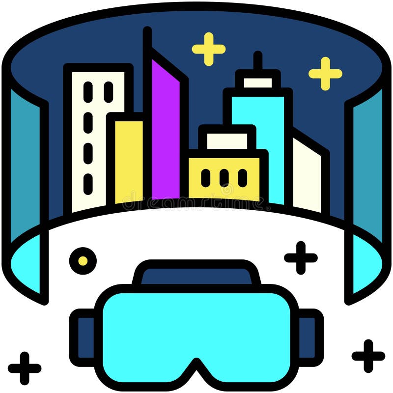 Curved Screen and VR Glasses Icon, Metaverse Related Vector Stock ...