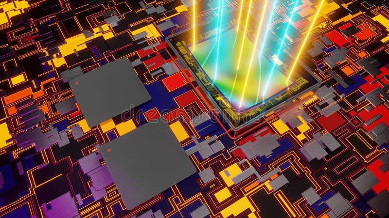 Curved Sensor for Digital Camera on PCB, Prototype 3D Rendering Stock ...