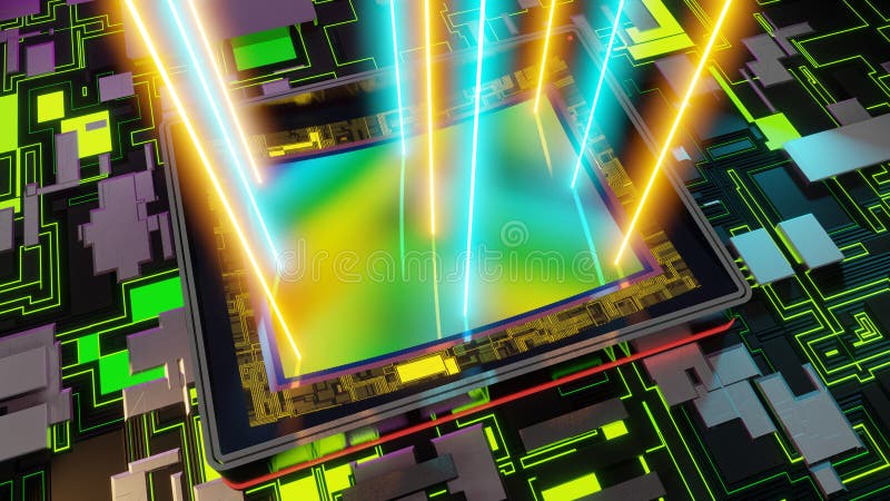 Curved Sensor for Digital Camera on PCB, Prototype 3D Rendering Stock ...