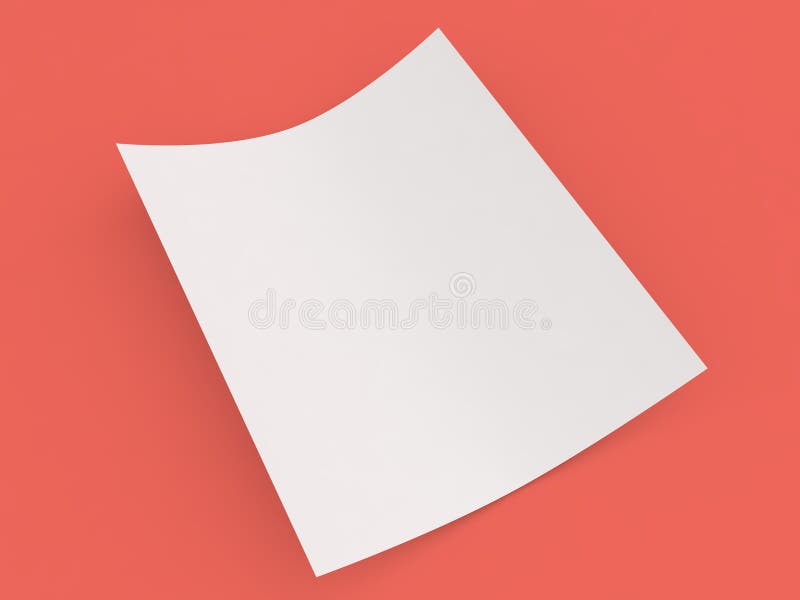 Curved Sheet of A4 Paper on a Red Background. Stock Illustration ...