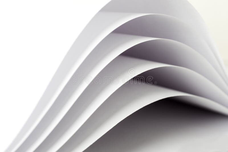 Curved Sheets of White Paper Stock Photo - Image of background, paper ...