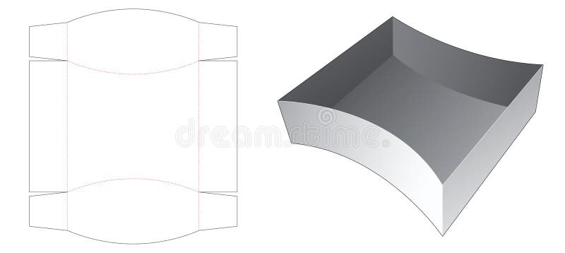 Curved Side Tray Die Cut Template Stock Vector - Illustration of vector ...
