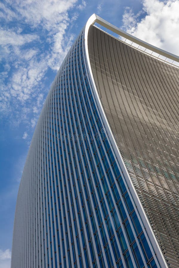 Curved Skyscraper With Blue And White Siding In Cincinnati Ohio Stock ...