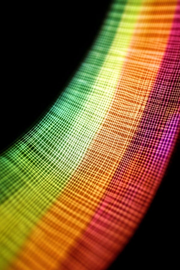 Curved Spectrum of Vibrant Light Bands in a Rainbow Gradient on Black ...