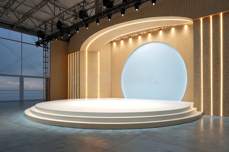 Contemporary Curved Stage with Illuminated Accents. Stock Illustration ...