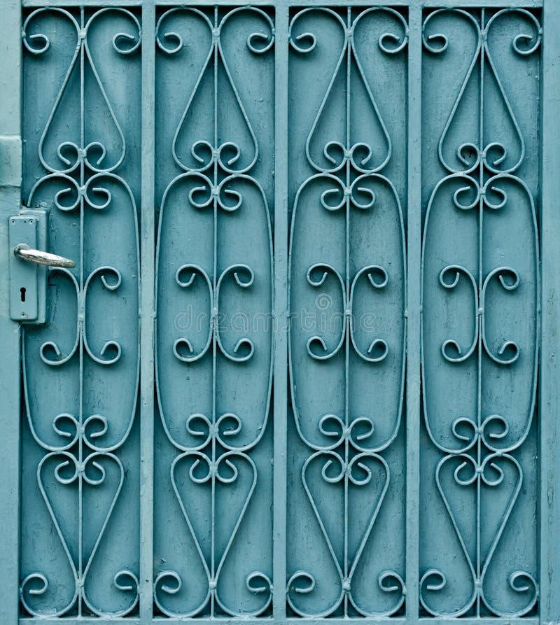 Curved Steel Pattern on Door with Handle Stock Photo - Image of ...