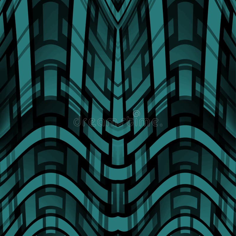 Curved Stripes Pattern Turquoise Dark Green Gray Black Dimensional ...