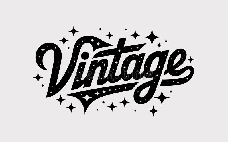 Curved and Stylized Typography Spells Out the Word Vintage in Bold ...