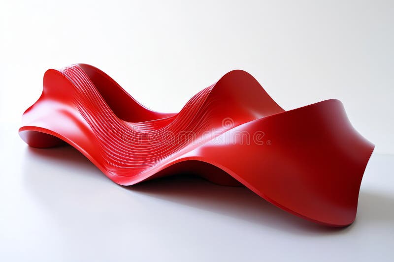 Curved Surface in Red, Flowing Like a Gentle Wave, Expressing Fluidity ...