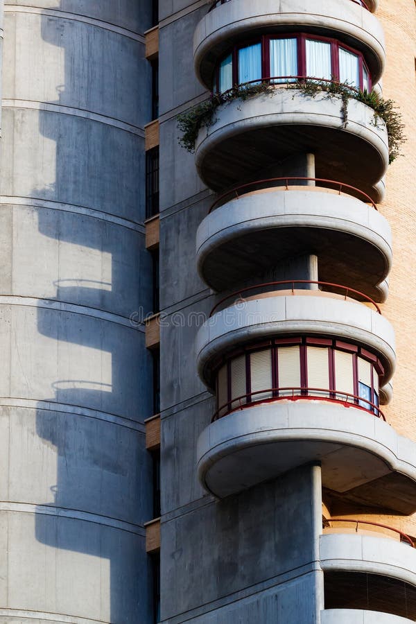Curved Terraces in a Skyscraper in Benidorm Stock Image - Image of ...