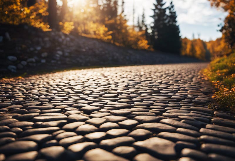 Curved Texture Cobblestone Road Stock Illustration - Illustration of ...