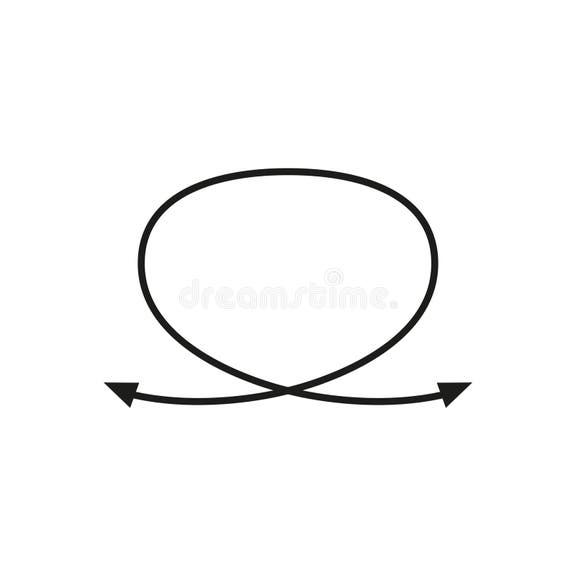 Curved Thin Double Ended Arrow. Dual Arrow. Loop Shape with Frame. Hand ...