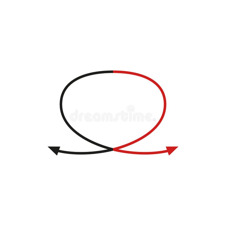 Curved Thin Double Ended Arrow. Dual Arrow. Loop Shape with Frame ...