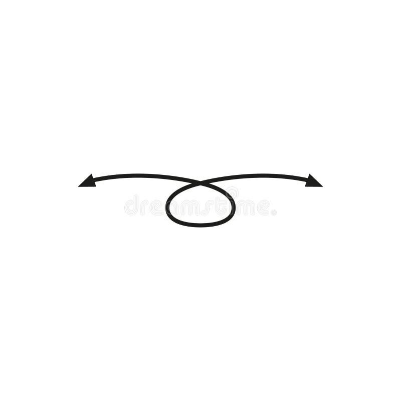 Curved Thin Double Ended Arrow. Dual Arrow and Loop Shape. Hand Drawing ...