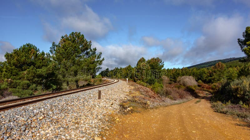 Curved Train Line in the Country with Track Stock Image - Image of road ...
