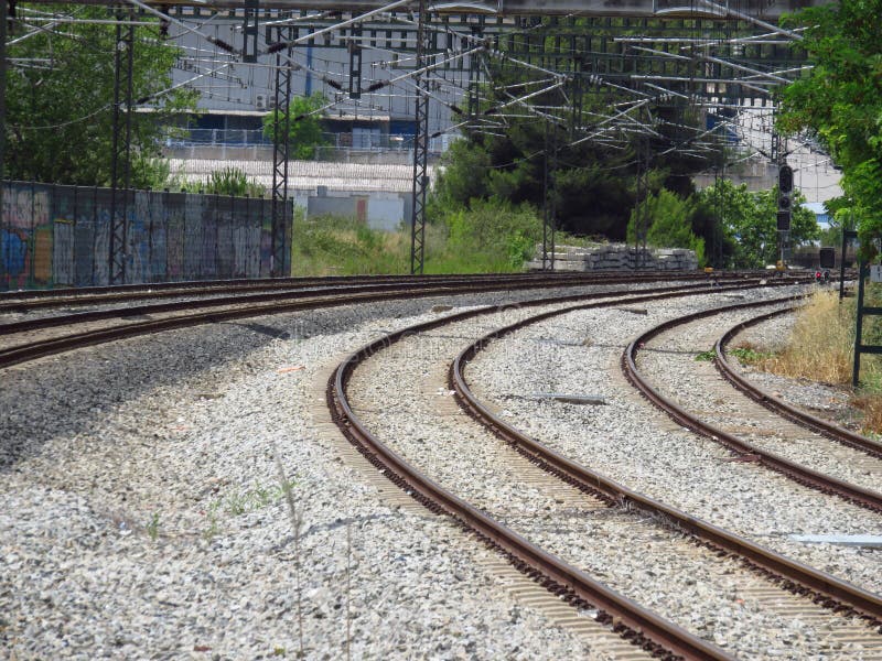 Curved Train Tracks in Full Color Stock Photo - Image of curved, full ...