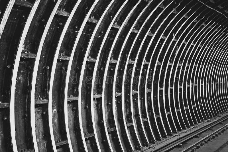 Curved Tunnel Wall in Black and White Stock Image - Image of expression ...