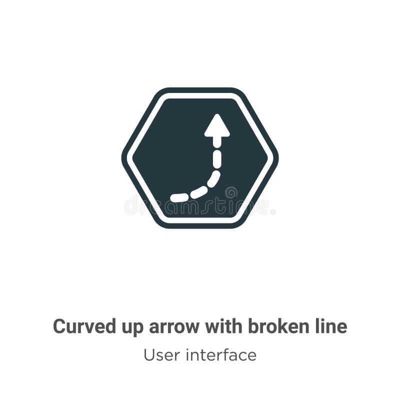 Curved Up Arrow with Broken Line Vector Icon on White Background. Flat ...